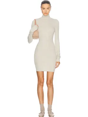 Eterne Long Sleeve Turtleneck Mini Dress - Heather Oatmeal