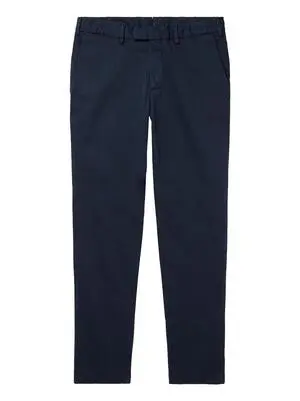 Thom Sweeney Straight-leg Cotton-blend Twill Trousers - Blue