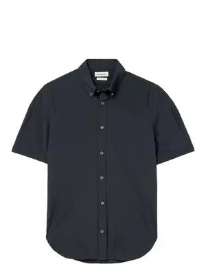 Alexander McQueen Brad Pitt Button-down Collar Cotton-blend Poplin Shirt - Black