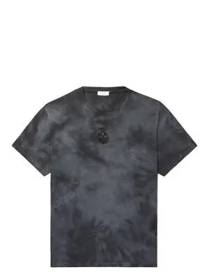 Alexander McQueen Logo-embroidered Tie-dyed Cotton-jersey T-shirt - Black