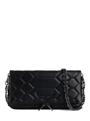 Zadig&Voltaire Zadig&Voltaire Rock XL Quilted-Stitch Leather Clutch Bag Flash