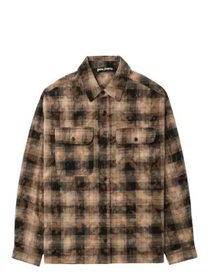 Palm Angels Logo-print Checked Shirt - Brown