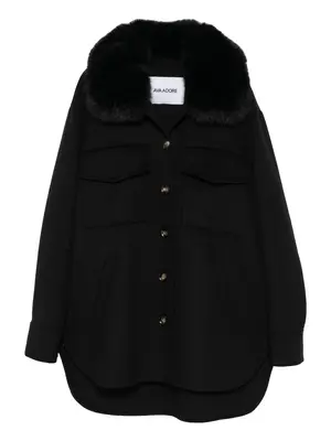 AVA ADORE Faux Fur-collar Coat - Black