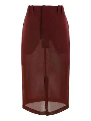 Saint Laurent Silk Crepe Pencil Skirt - Red