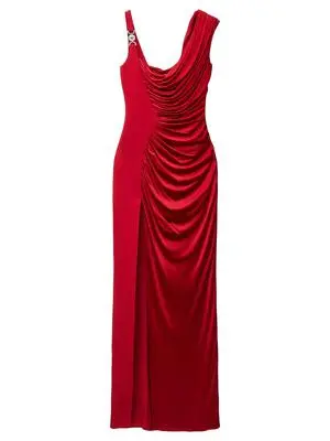 Versace Viscose Liquid Jersey Draped Gown - Red