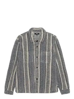 StÜssy Stripe Sherpa Shirt - Charcoal