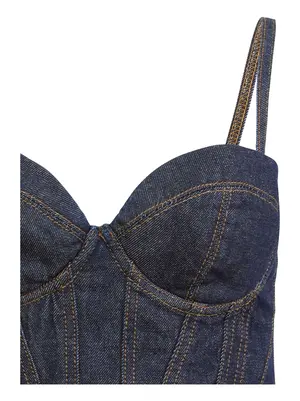 Fleur Du Mal Denim Bustier Top - Blue