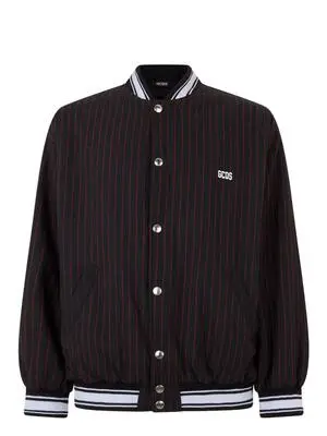 Gcds Pinstripe Bomber Jacket - Black