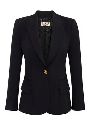 Elisabetta Franchi Peak-lapel Crepe Blazer - Black