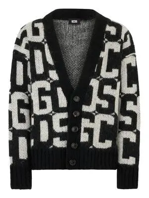 Gcds Monogram-print Cardigan - Black