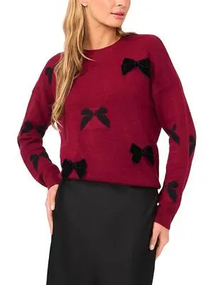CECE DUPRAZ Bow Detail Sweater Deep Merlot