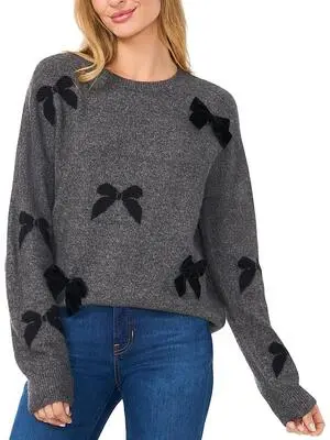 CECE DUPRAZ Bow Detail Sweater Medium Heather Grey