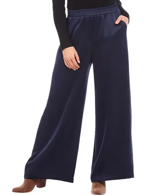 Karen Kane Wide Leg Satin Pants Navy