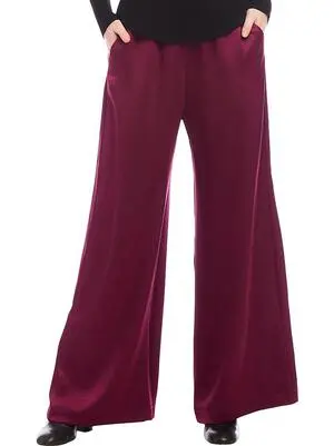 Karen Kane Wide Leg Satin Pants Wine