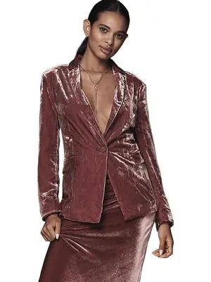 Maeve The Tessie Velvet Blazer - Mauve Rose