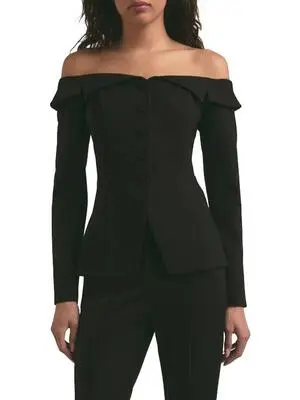 FAVORITE DAUGHTER Irina Off-the-shoulder Blazer - Black