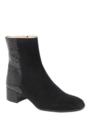 PATRICIA GREEN Dylan Croc Embossed Bootie - Black