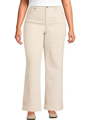 LANDS' END Recycled High Rise Wide Leg Denim Jeans - Natural