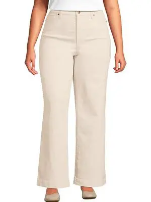 LANDS' END High Rise Wide Leg Denim Jeans - Natural