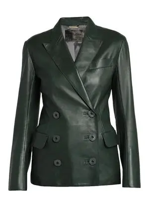 GIORGIO ARMANI Leather Double-breasted Blazer