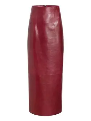 Khaite Loxley Leather Pencil Skirt Oxblood