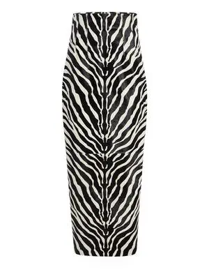 Khaite Loxley Leather Pencil Skirt Zebra