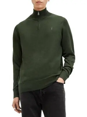ALLSAINTS AllSaints Kilburn Funnel Neck Quarter Zip Sweater Grange Green