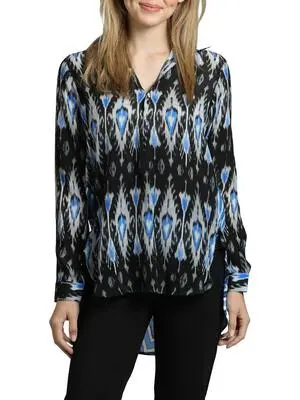 APNY Ikat Print Tunic Top - Black Multi