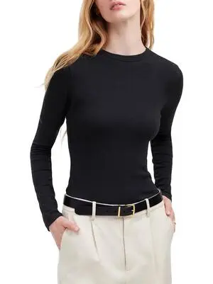 Madewell Drapey Long Sleeve Rib T-shirt - Jet Black