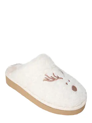 MINNETONKA Reindeer Wool-Blend Scuff Slipper