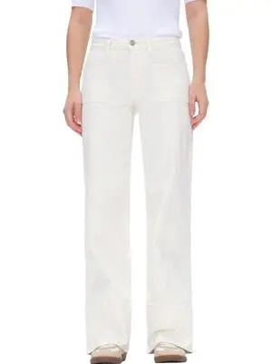 BAYEAS Bayeas Katia Patch Pocket Wide Leg Jeans Off White