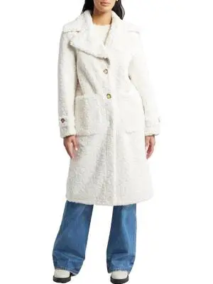 Sam Edelman Sam Edelman Longline Faux Fur Coat Ivory