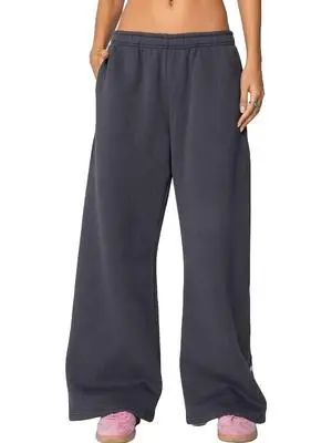 EDIKTED Bonney Bow Wide Leg Sweatpants - Dark-gray