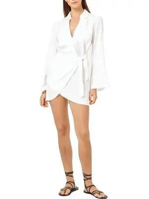 L*Space Las Palmas Long Sleeve Wrap Dress - Cream