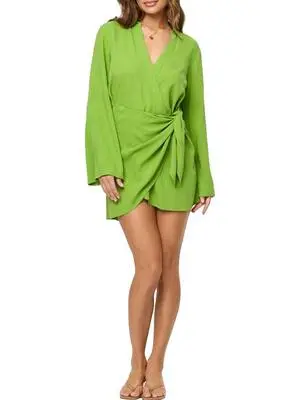 L*Space Las Palmas Long Sleeve Wrap Dress - Verdant