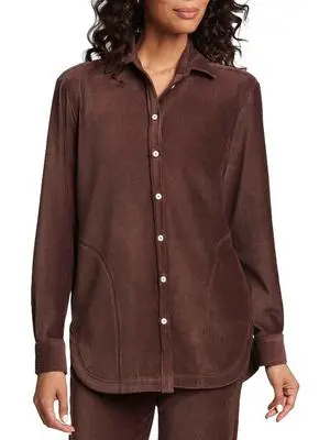 Foxcroft Maddy Corduroy Button-up Shirt - Chocolate
