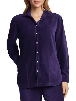 Foxcroft Foxcroft Maddy Corduroy Button-Up Shirt Deep Purple