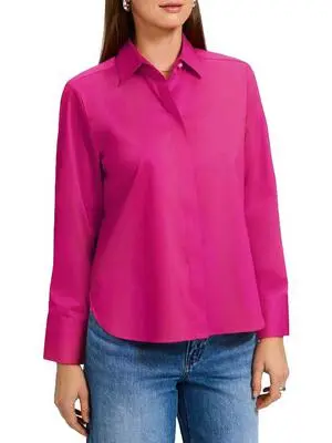 Foxcroft Foxcroft Matte Sateen Button-Up Shirt Pink Tourmaline