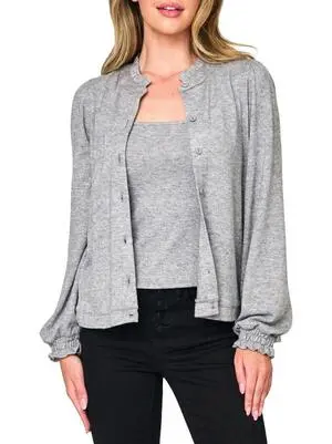 GIBSONLOOK Ruffle Accent Cardigan - Heather Grey