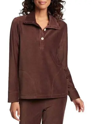 Foxcroft Sammy Corduroy Polo Sweater - Chocolate
