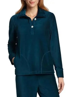 Foxcroft Sammy Corduroy Polo Sweater - Deep Teal