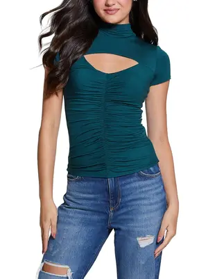Guess GUESS Brienna Cutout Jersey Top Dark Jade