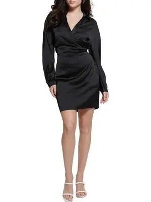 Guess Tanya Long Sleeve Satin Dress - Jet Black