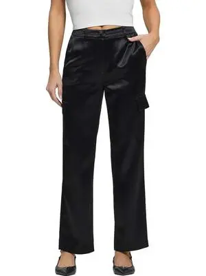 Guess Megan Satin Cargo Pants - Jblk-black