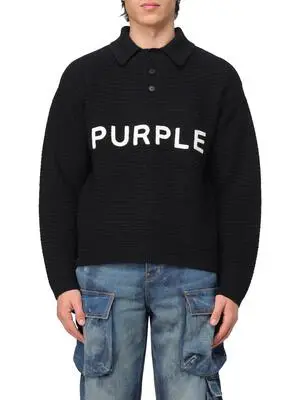 PURPLE BRAND Logo Knit Polo - Black