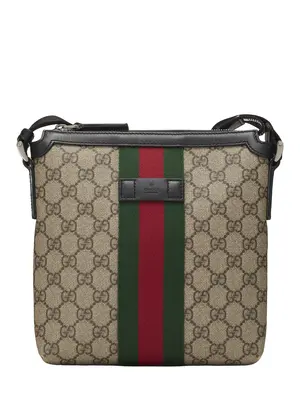 Gucci Original GG Supreme Canvas Web Flat Messenger Beige