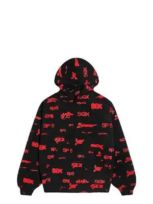 SP5DER Printed Hoodie - Black