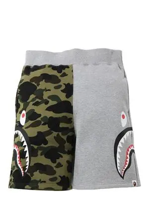 A BATHING APE 1st Camo Side Shark Sweatshort - Grey/green