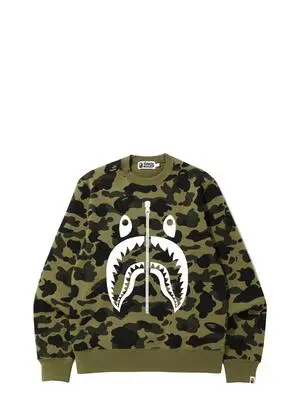 A BATHING APE 1st Camo Shark Crewneck Sweatshirt - Green