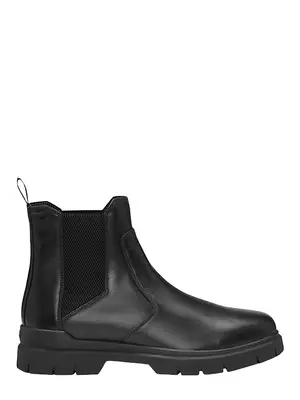 Hugo Pull-tab Flat Leather Chelsea Boots - Black